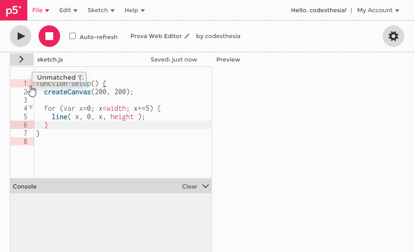 P5.js Web Editor: aiuti alla scrittura | P5.js Graphics